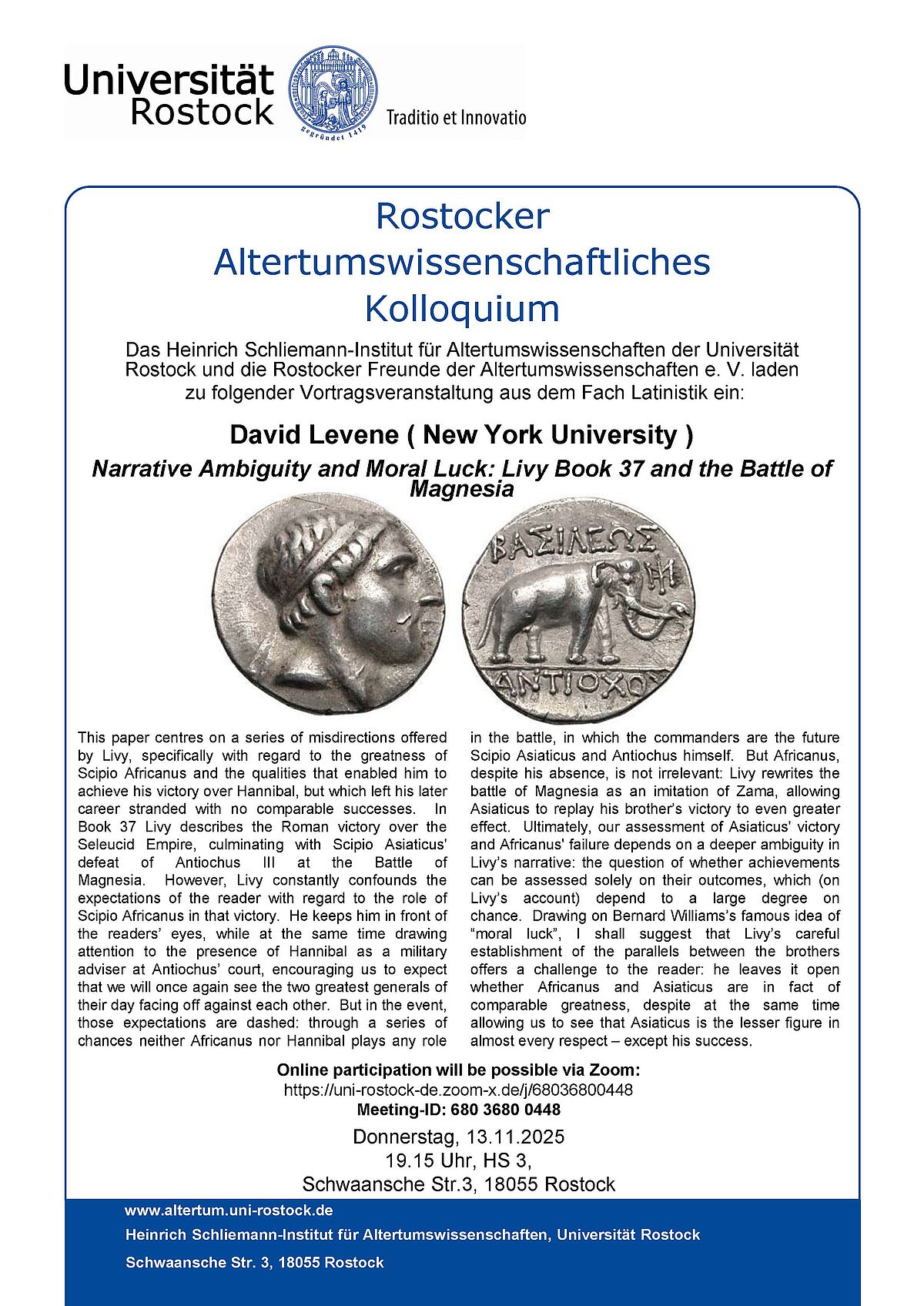 Vortrag von David Levene (New York University): Narrative Ambiguity and ...